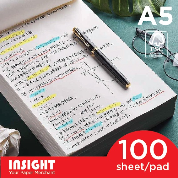 A5 Notepads 100's/200pages Grid Dot Line Blank Draft Acid Free Cream ...
