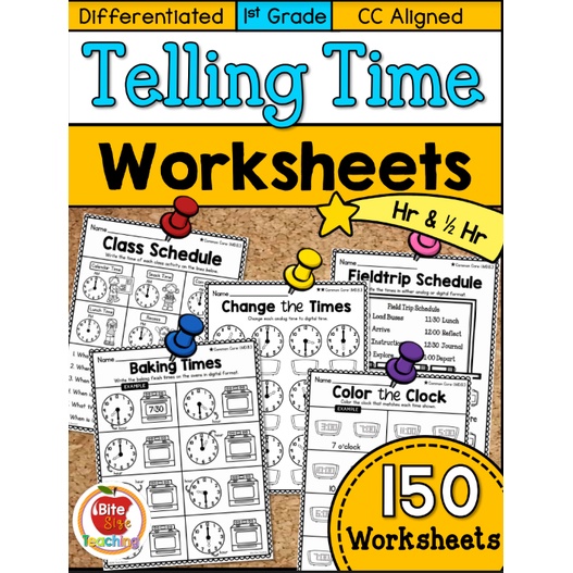 DIFFERENTIATED FIRST GRADE TELLING TIME WORKSHEETS | Shopee Malaysia