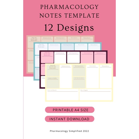 Digital and Printable Pharmacology Nursing Pharmacy Notes Template ...