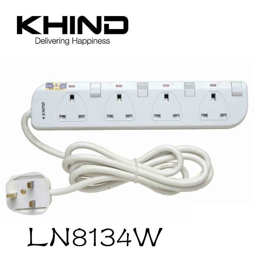 Khind 4 Way/Gang Trailing Socket (Extension Cord) LN8134W | Shopee Malaysia