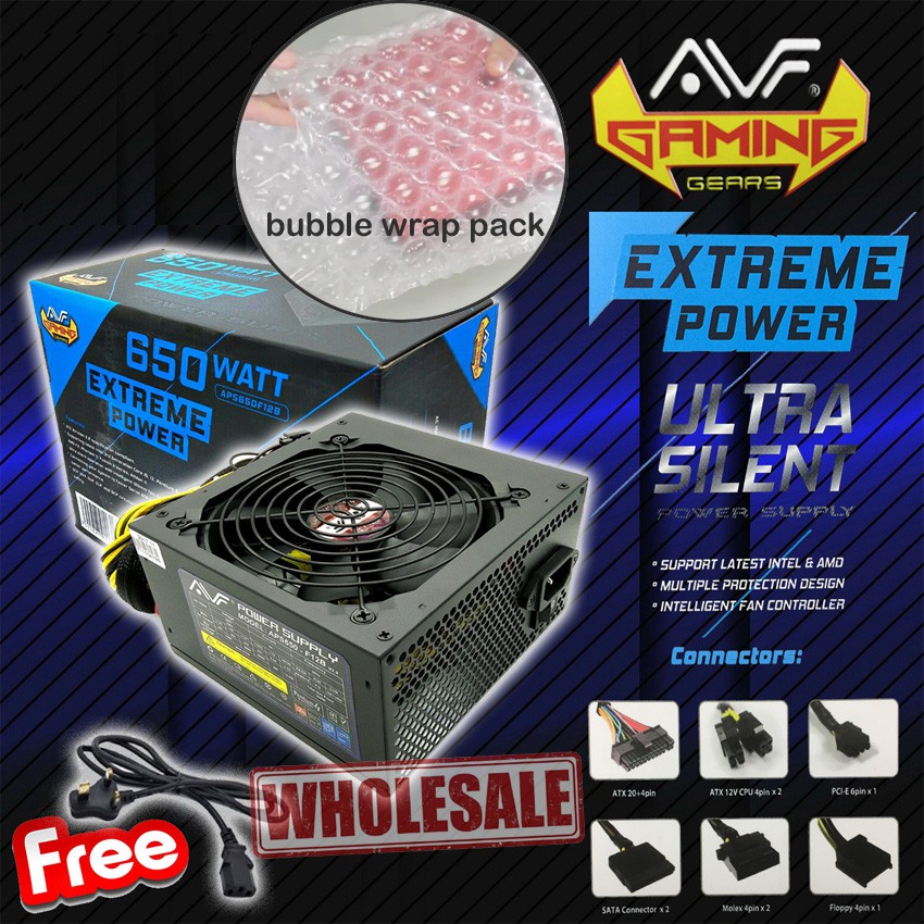 Avf Extreme Power 650w Power Supply (aps650-f12b) For Desktop, Pc, Cpu ...