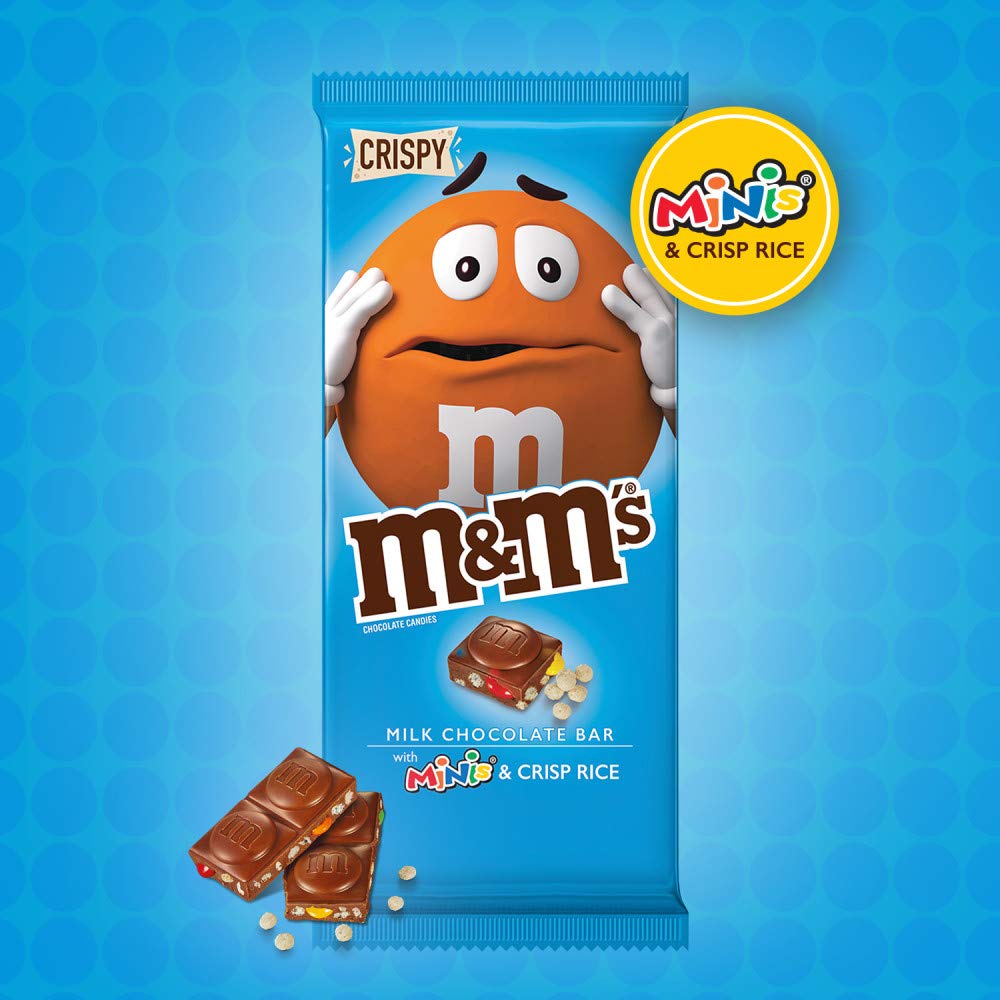 M&M's Crispy Milk Chocolates with Minis and Crispy Rice Block 150g ...