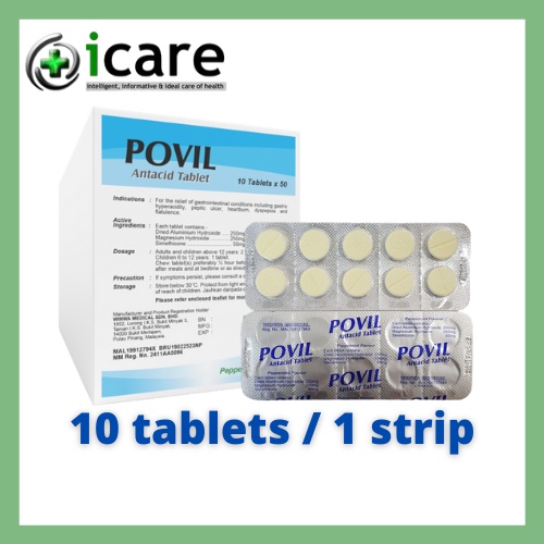 POVIL ANTACID TABLET ( 10 TABLETS / 1 STRIP ) EXP DATE : 03/2028 ...