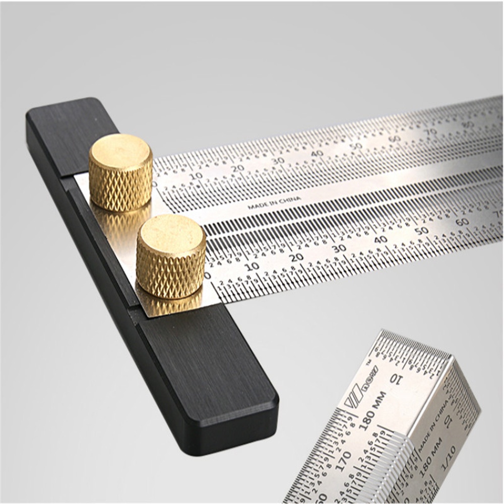 Stainless Woodworking Marking T-Rule Scale Ruler T-Type Hole Ruler ...
