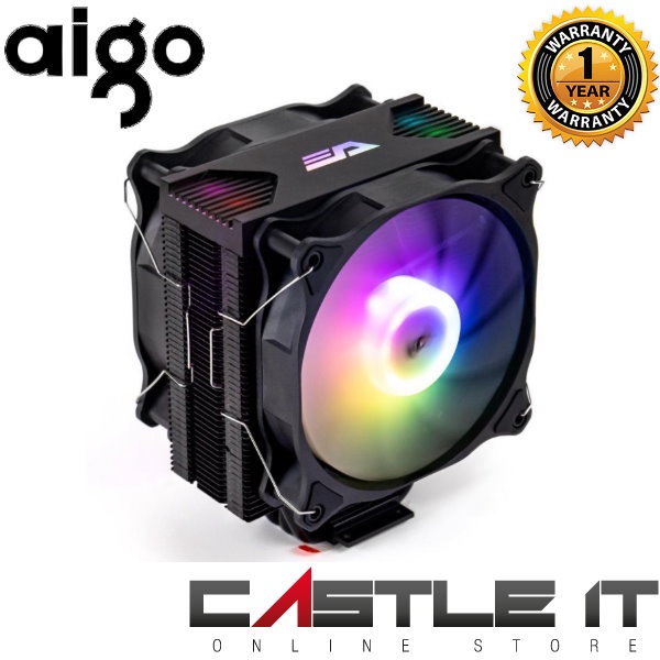 DarkFlash DarkAir Plus ARGB CPU Cooler | Dual 120mm Fans | AIGO 4 Heat ...