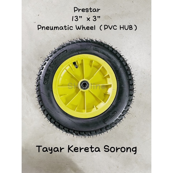 PRESTAR 13”x3” Pneumatic Wheel/Tayar Kereta Sorong/Wheel Barrow Roller ...