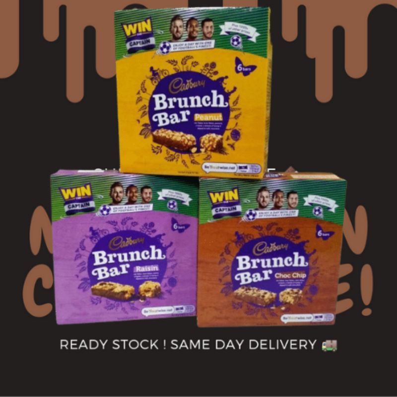 🇬🇧 CADBURY BRUNCH CHOC CHIP• RAISIN • PEANUT Bar 6 x 32g | Shopee Malaysia