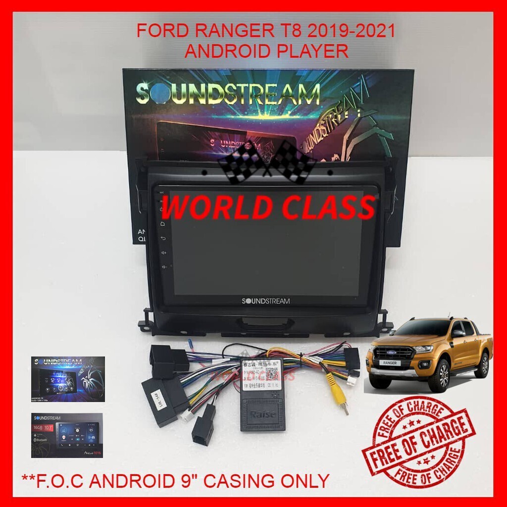 FORD RANGER T8 2019-2021 9" SOUNDSTREAM ANDROID IPS PLAYER FULL HD ...