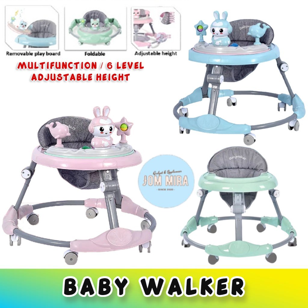 Baby Walker with Music Anti-O-Leg Foldable Portable Folding Adjustable ...