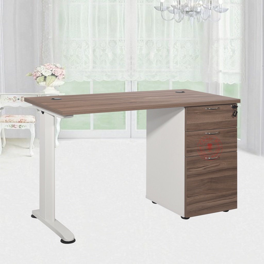 4ft 5ft with 2D1F Office Table / Solid Metal Leg / Study Table ...