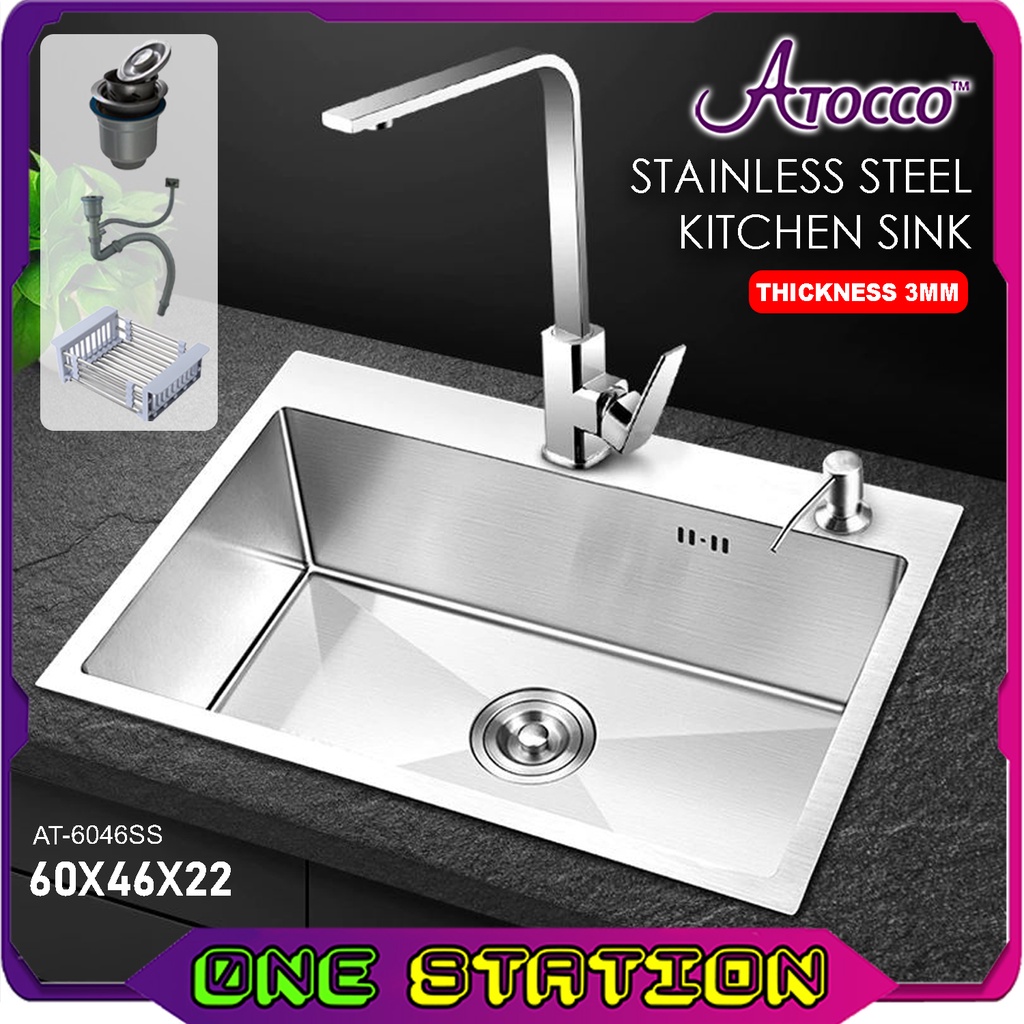 AT-6046SS Sink Bowl Single Bowl Sinki Dapur Kitchen Sink Combo Top ...