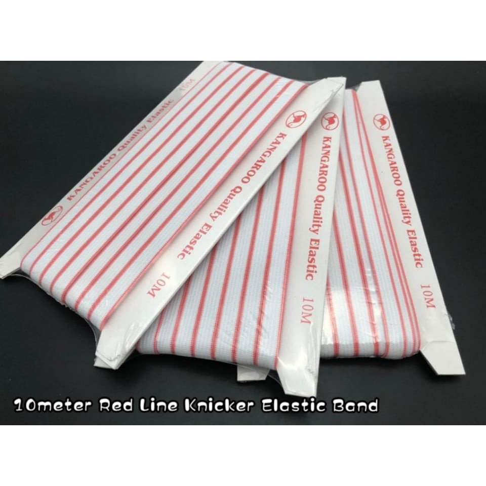10meter Red Line Knicker Elastic Band Getah Kain Papan Line Merah ...