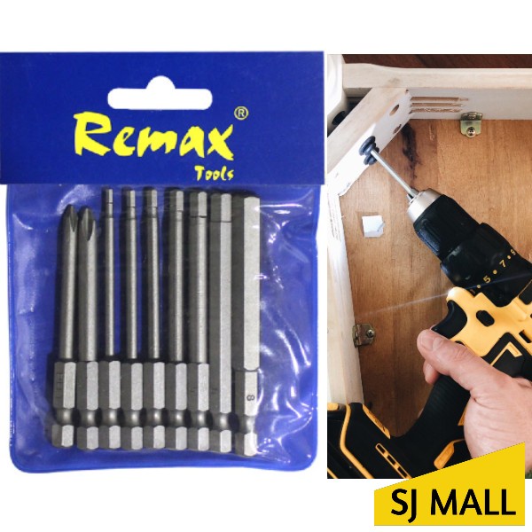 REMAX 68-BA002 Hex Key/Philips 9pcs 1/4"x75mm Allen Key Driver Bit Set Quick Connect 2, 2.5, 3,4 ...