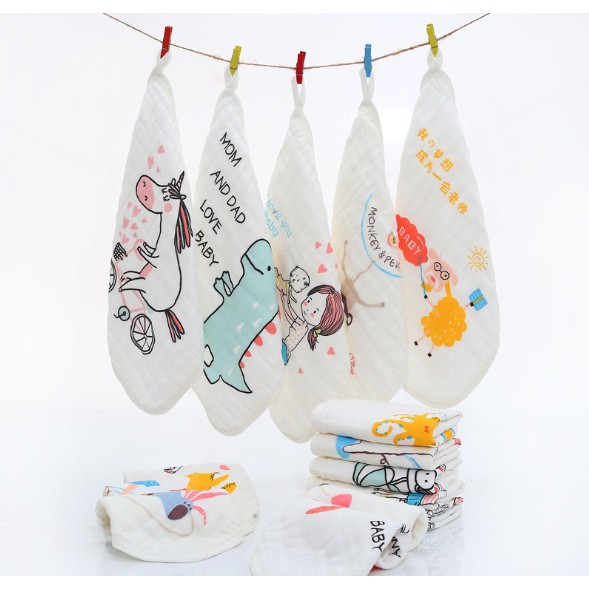 🔥MALAYSIA🔥Six layers of gauze baby square towel handkerchief 29 x 29cm ready stock | Shopee Malaysia