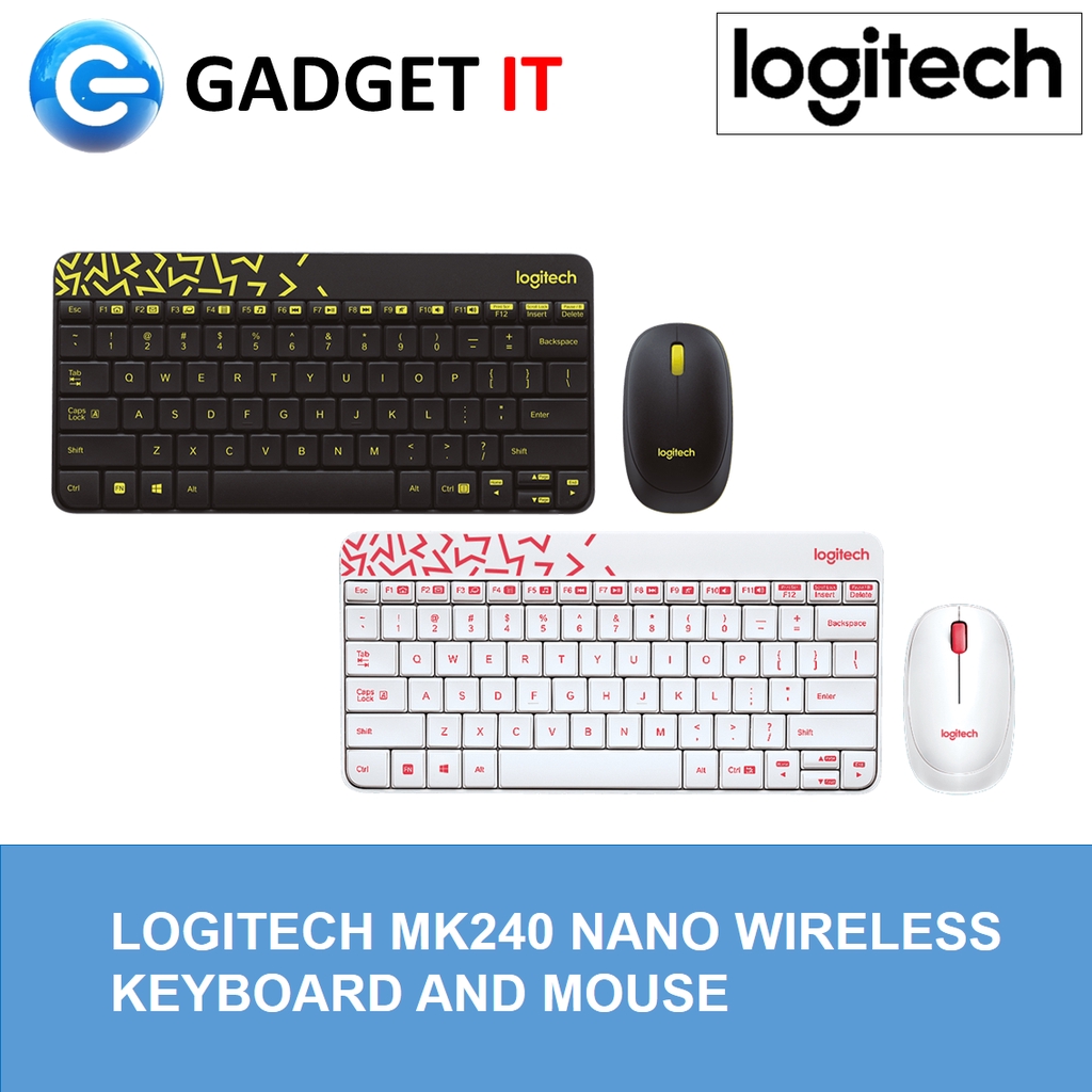 LOGITECH MK240 NANO WIRELESS KEYBOARD + MOUSE (MK240) BLACK / WHITE ...