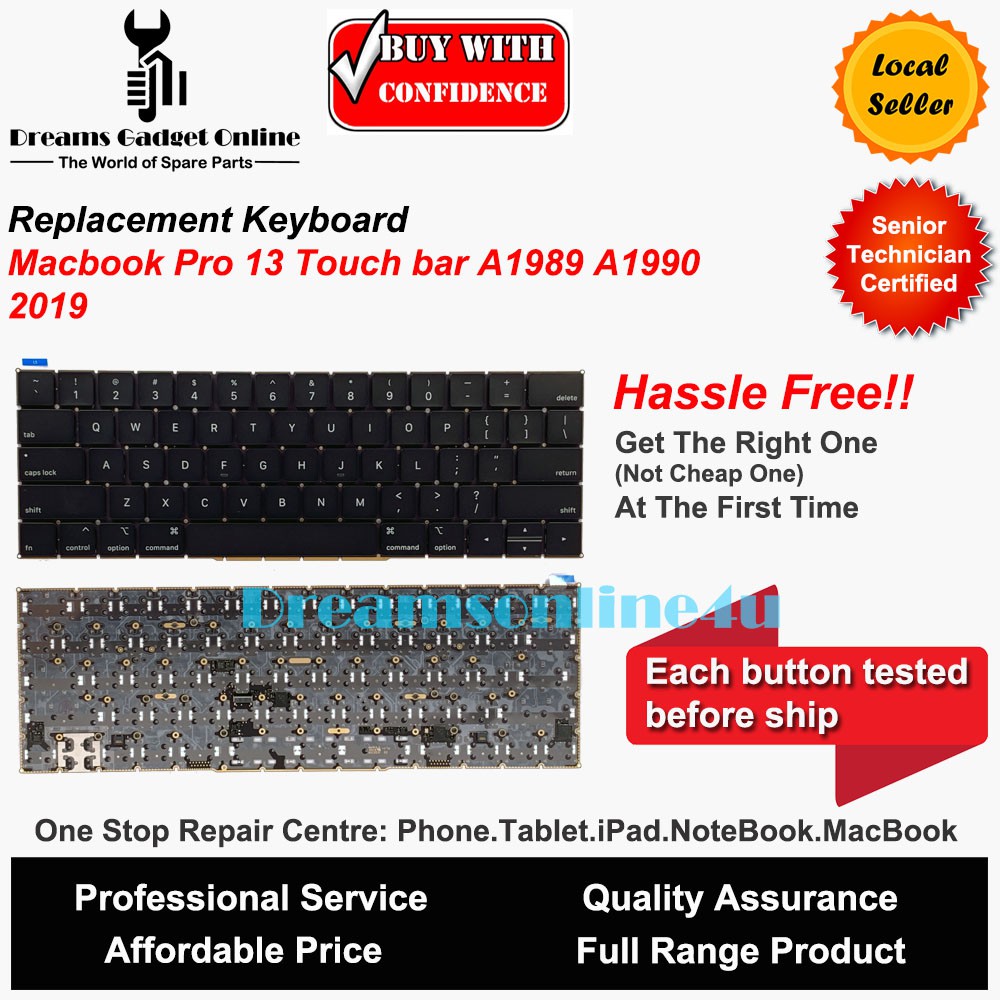 Replacement Keyboard Macb00k Pro 13 Touch Bar A1989 A1990 2019 US ...