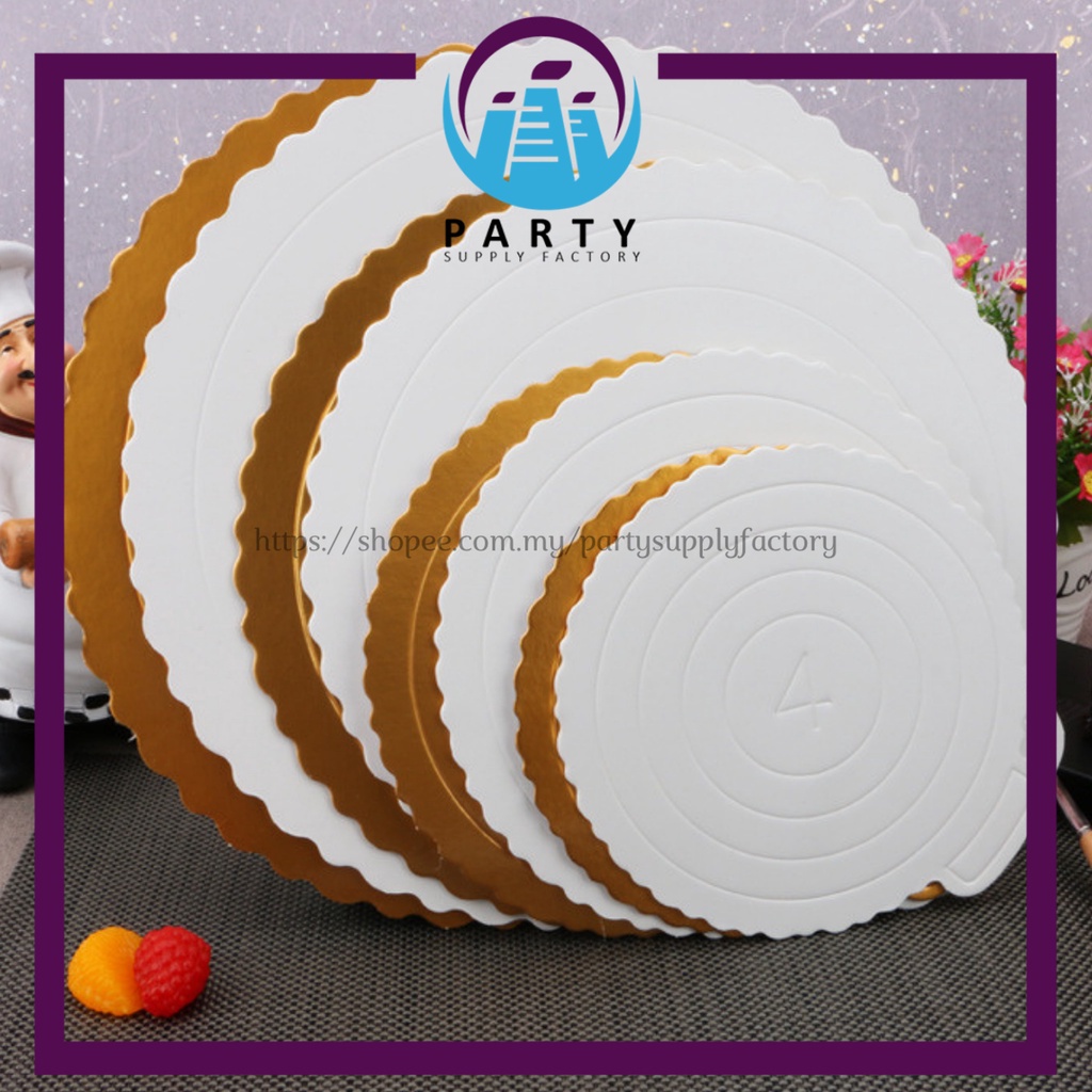 CAKE BOARD WHITE COLOUR EXTRA THICK 6 INCH ROUND / SQUARE / TAPAK KEK ...