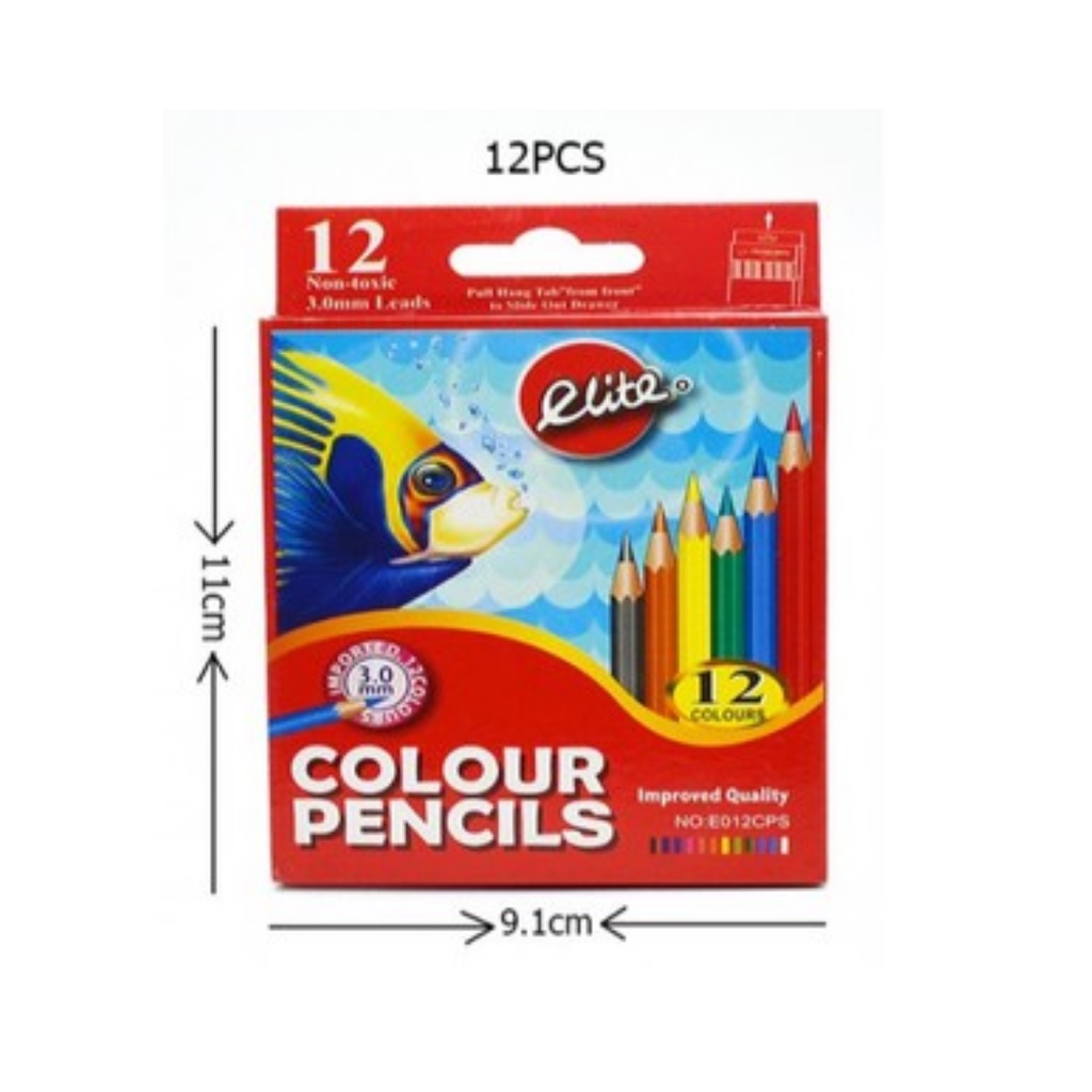 ELITE Colour Pencils (12 Colours) (Half Lenght) | Shopee Malaysia