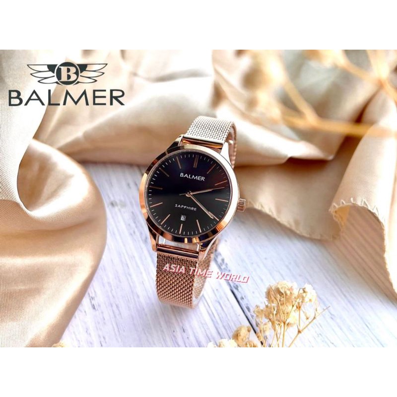 BALMER | 8148L RG-4 Elegance Sapphire Women's Watch with Black Dial ...