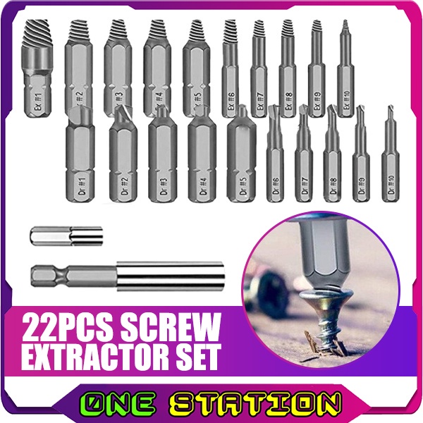 22PCS Mini Damaged Screw Extractor Remove Bit Broken Screw Bolt ...