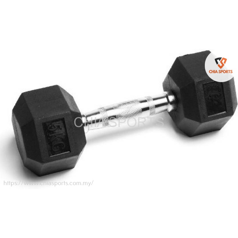 Premium Rubber Coated Hexagon Dumbbell 5KG 1pc Free Weight Biceps ...