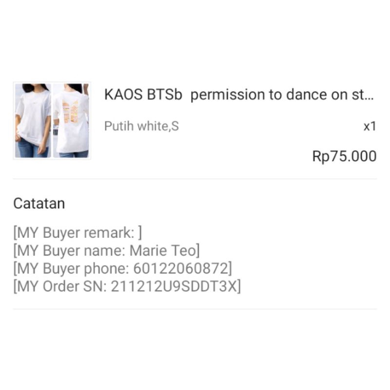 Order for (Mario Teo) | Shopee Malaysia