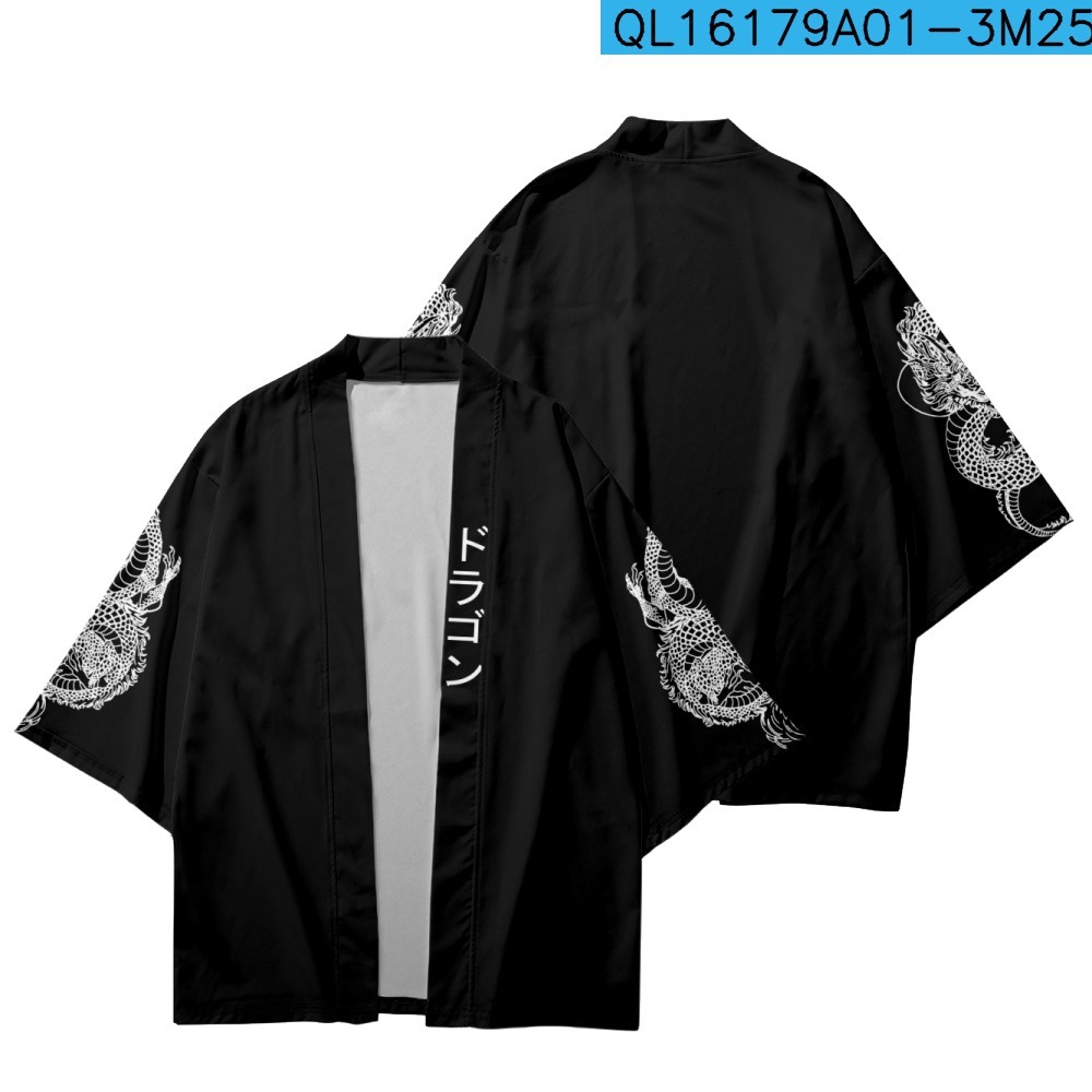 Street Wear Samurai Asian Clothing Japanese Style Sleeve Dragon Print ...