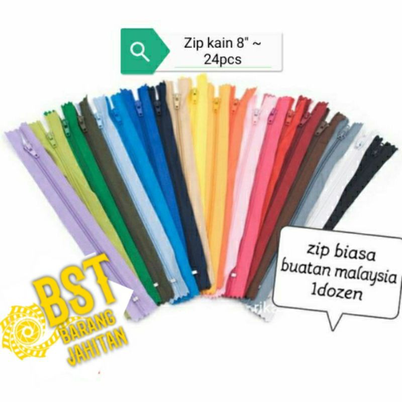 8"inci zip kain biasa harga borong 24pcs | Shopee Malaysia
