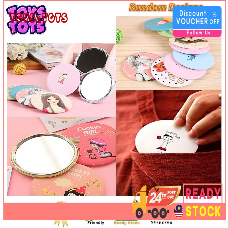 Pocket Cute Cartoon Portable Round Small Hand Mini Makeup Mirror ...