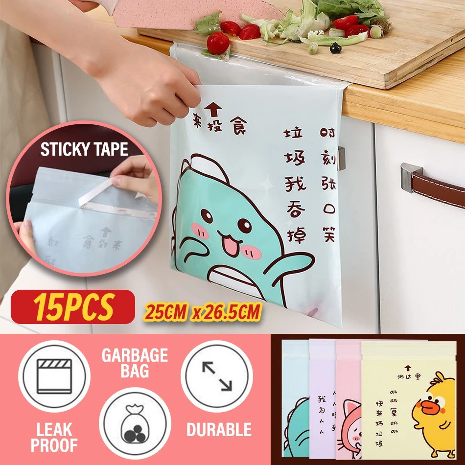 Chiaw77 [ 15PCS / SET ] Sticky Mounted Garbage Bag / Beg Sampah ...