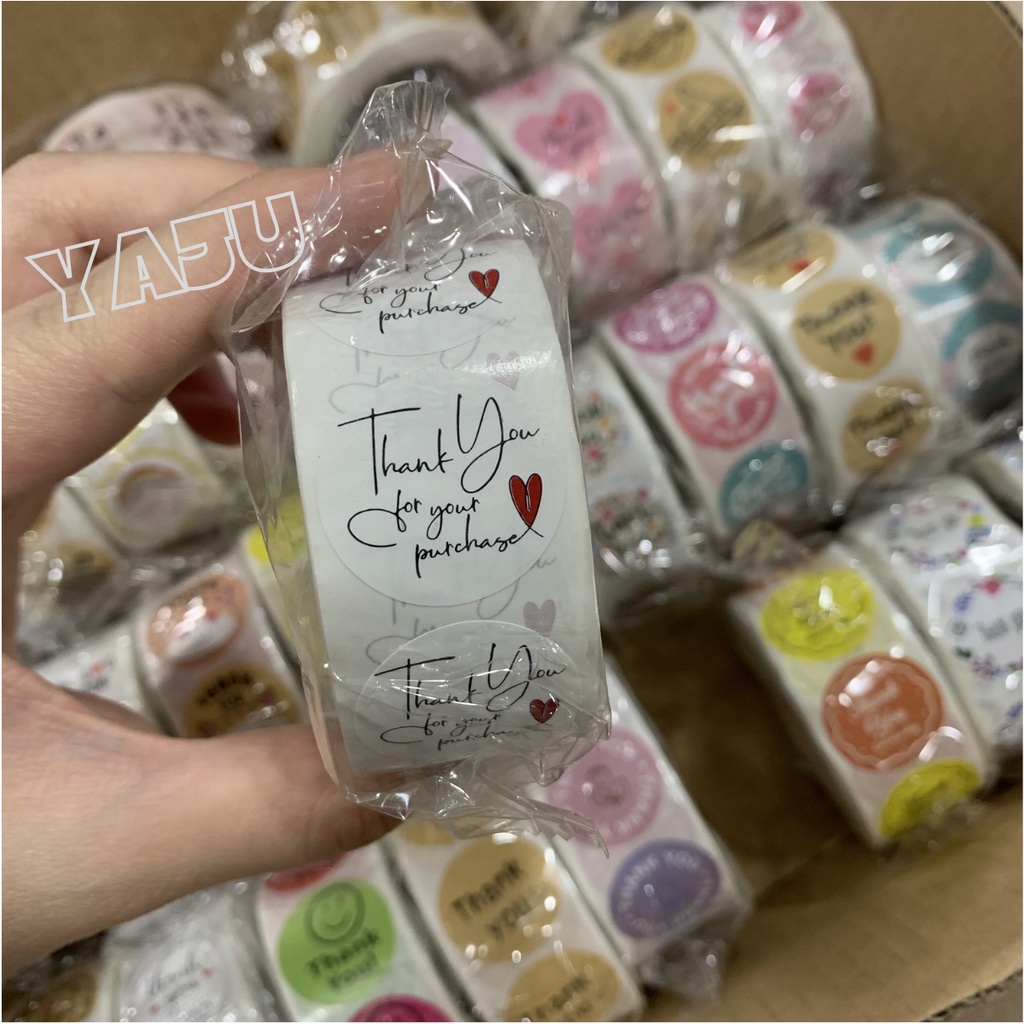 【YAJU!】Thank You & Handmake Sticker 25MM Label Seal Love Terima Kasih ...