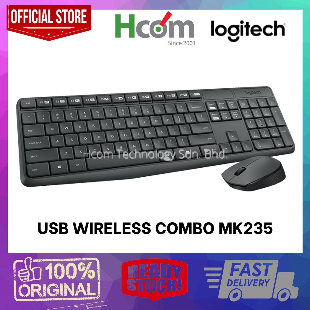 Logitech Mk235 Wireless Keyboard Mouse Combo Usb Black Shopee Malaysia