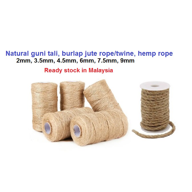 100% natural tali guni tali jute hemp rope 3.5mm~14mm | Shopee Malaysia