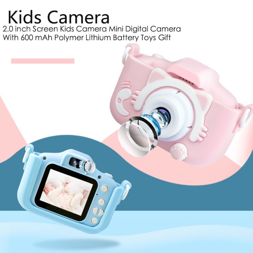 20MP Kitty Cat Kids Digital Camera Dual Selfie HD Photo Video Recording ...