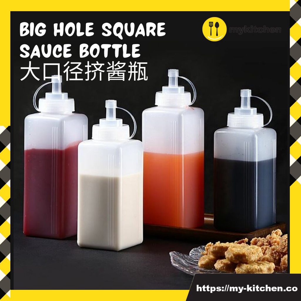 [MY KITCHEN] Big Hole Square Sauce Bottle Sauce Squeeze Bottle Sauce ...