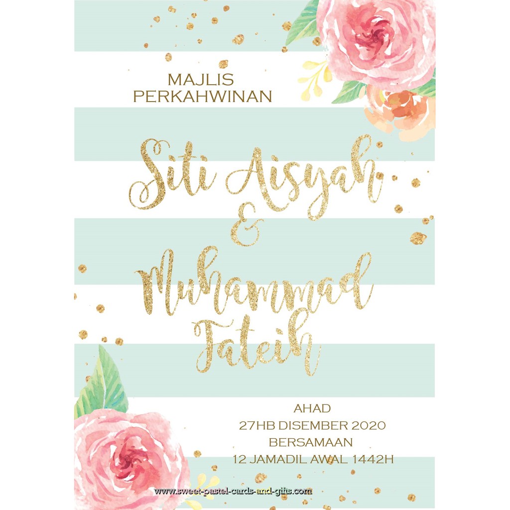 Sticker Door Gift (Ikut Design Kad Kahwin : Tema Gold & Mint) Saiz:4/5 ...
