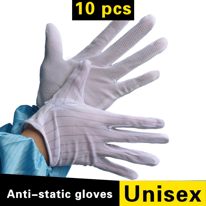 10 pairs/pack ESD Gloves Anti-static Conductive Electronic Working With Dotted Glove | Shopee ...