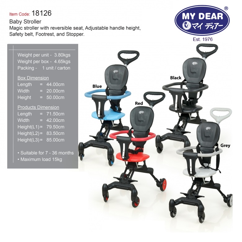 My Dear Compact Lightweight Reversible Seat Baby Magic Stroller (18126 ...