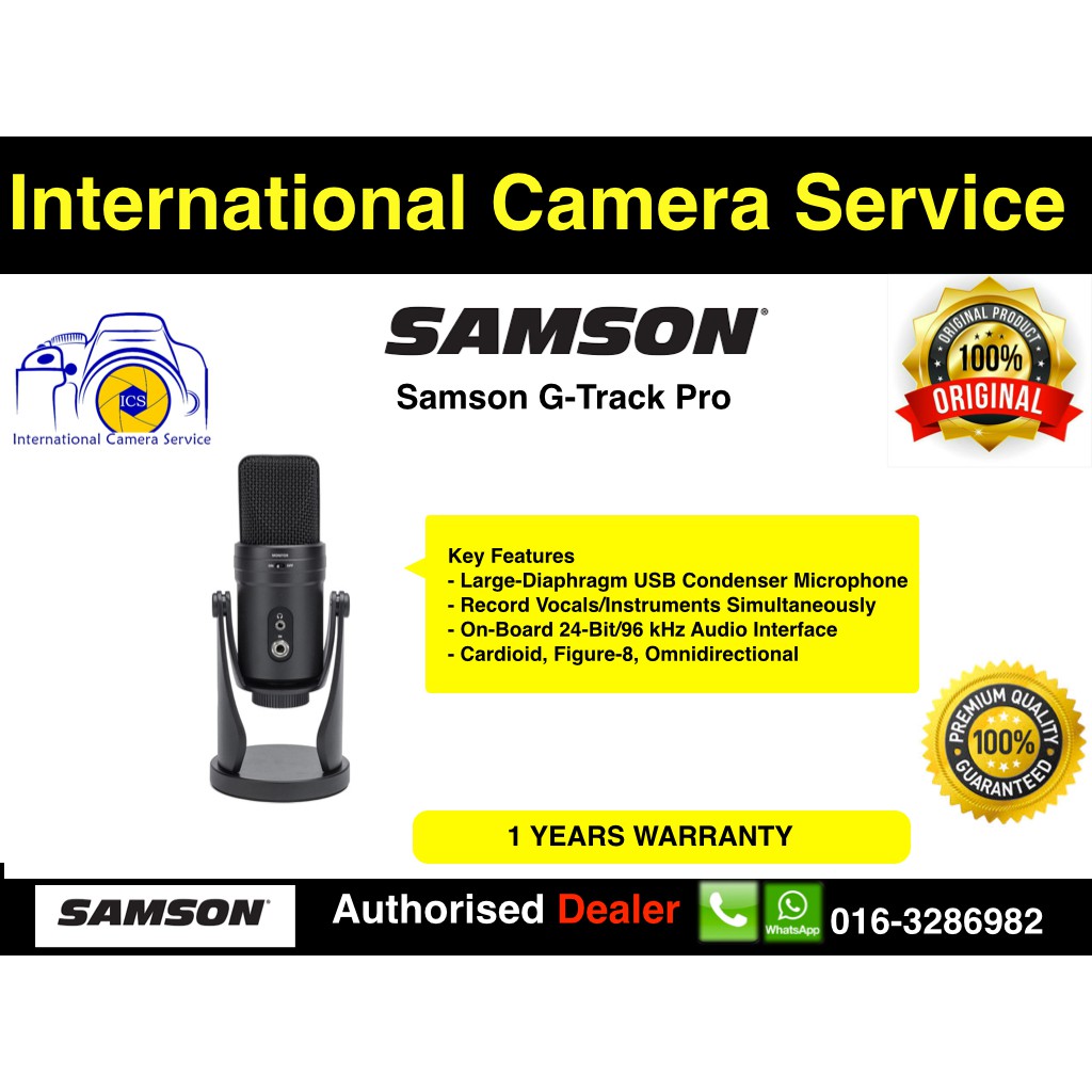 Samson G-Track Pro USB Microphone with Built-In Audio Interface (Black ...