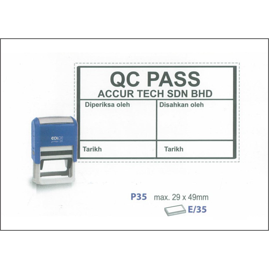 🆕 Customized 💯 COLOP P35 self inking Preink rubber stamp (29x49mm ...