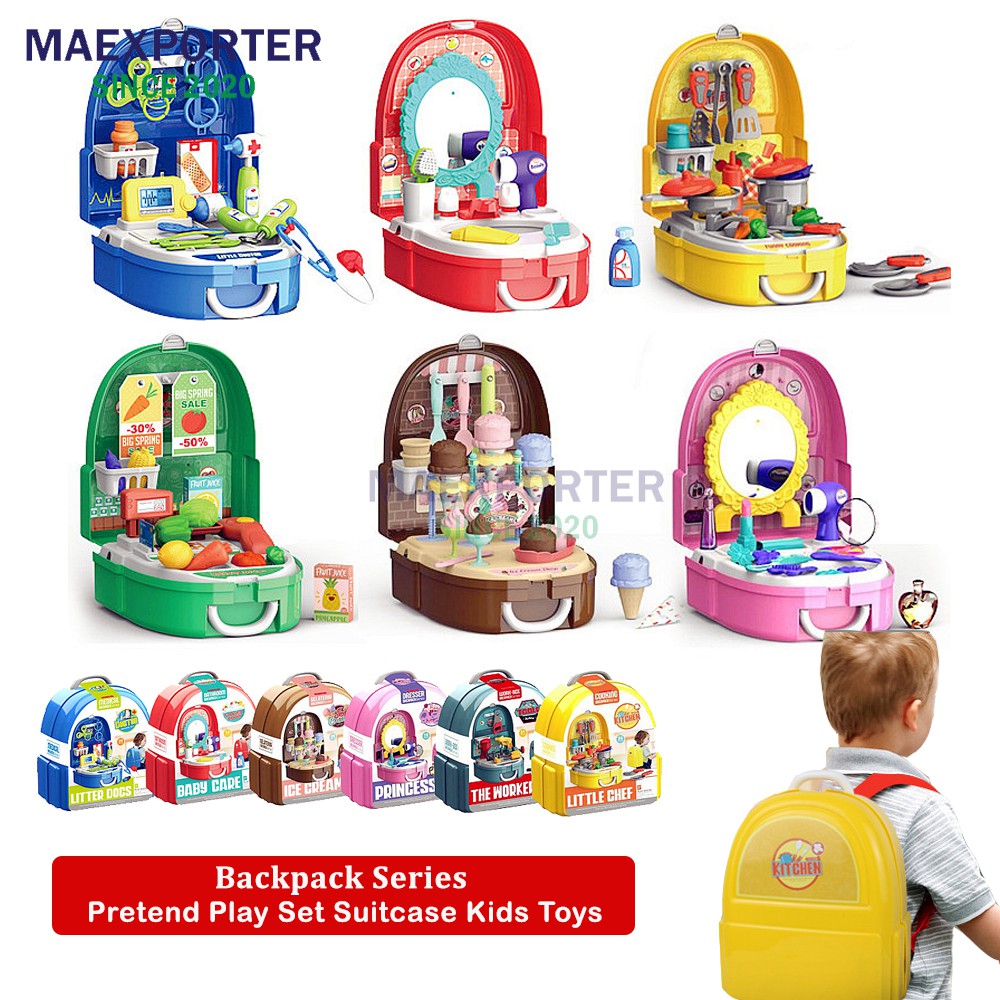 Backpack Series Pretend Play Set Suitcase Kids Toy Children Toys Mainan ...