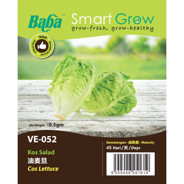 Baba Smart Grow seeds VE-052 Cos Lettuce 油麦旦 Benih Kos Salad Benih ...