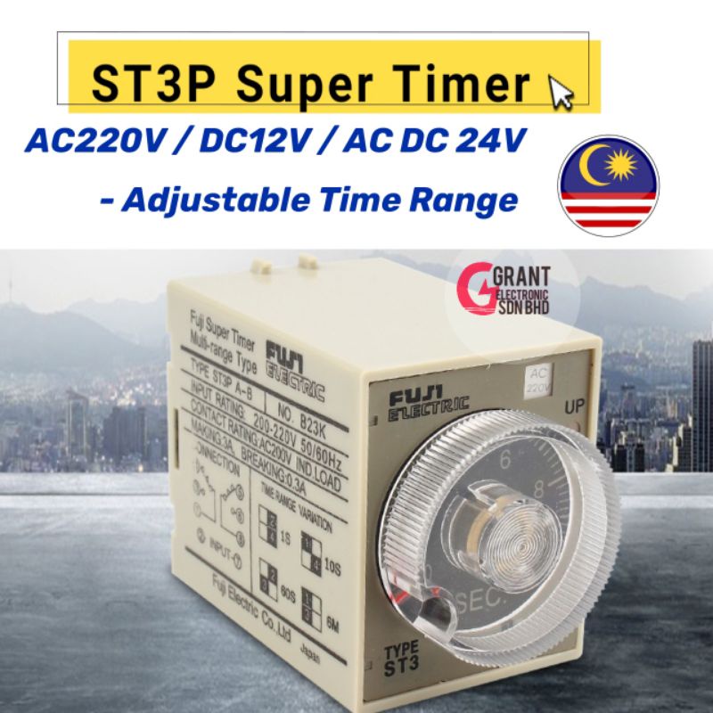 Fuji ST3P Super Timer Relay Adjustable Release Delay Timing 8 Pins ...