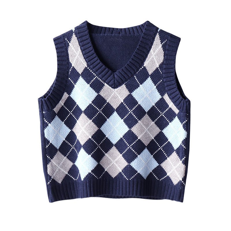 J28🌷Lovito Vest Ready Stock Sweater Vest Plaid Knitted Vest New Outer ...