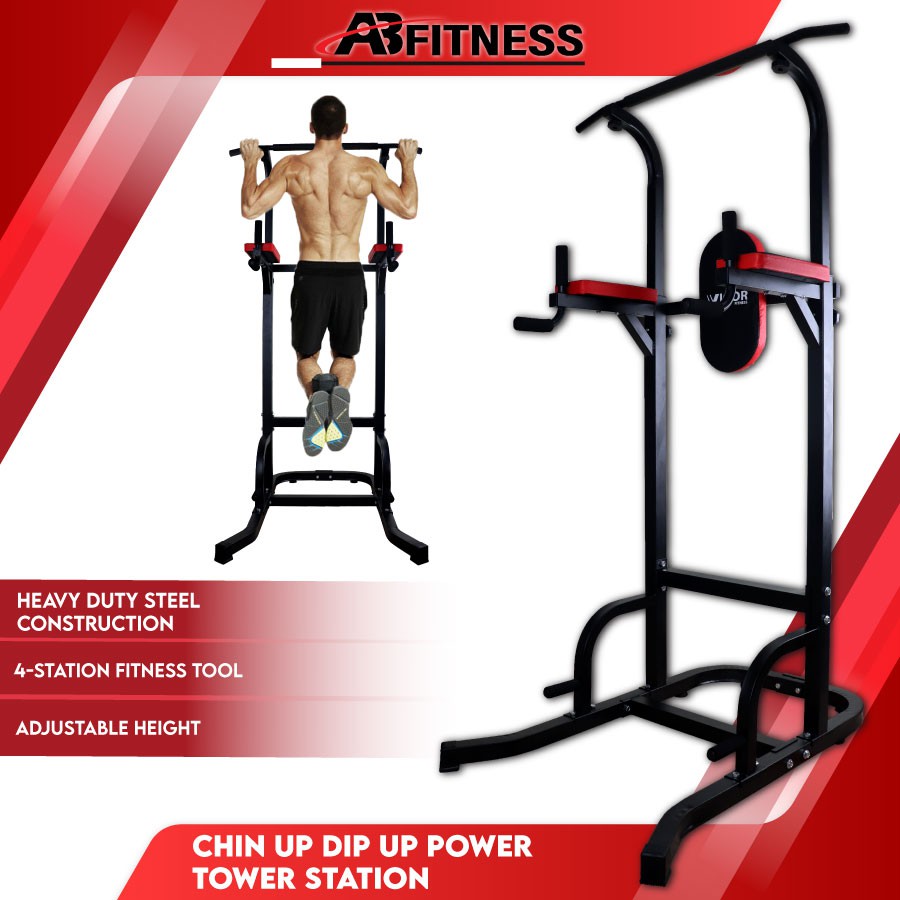Power Tower Rack Pull Up Dip Tower Gym Station Multi Usage Adjustable ...