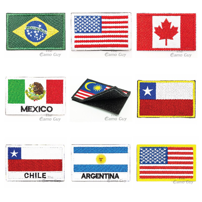 South North America Country Embroidery Flag Velcro Patch USA Brazil Canada Mexico | Shopee Malaysia