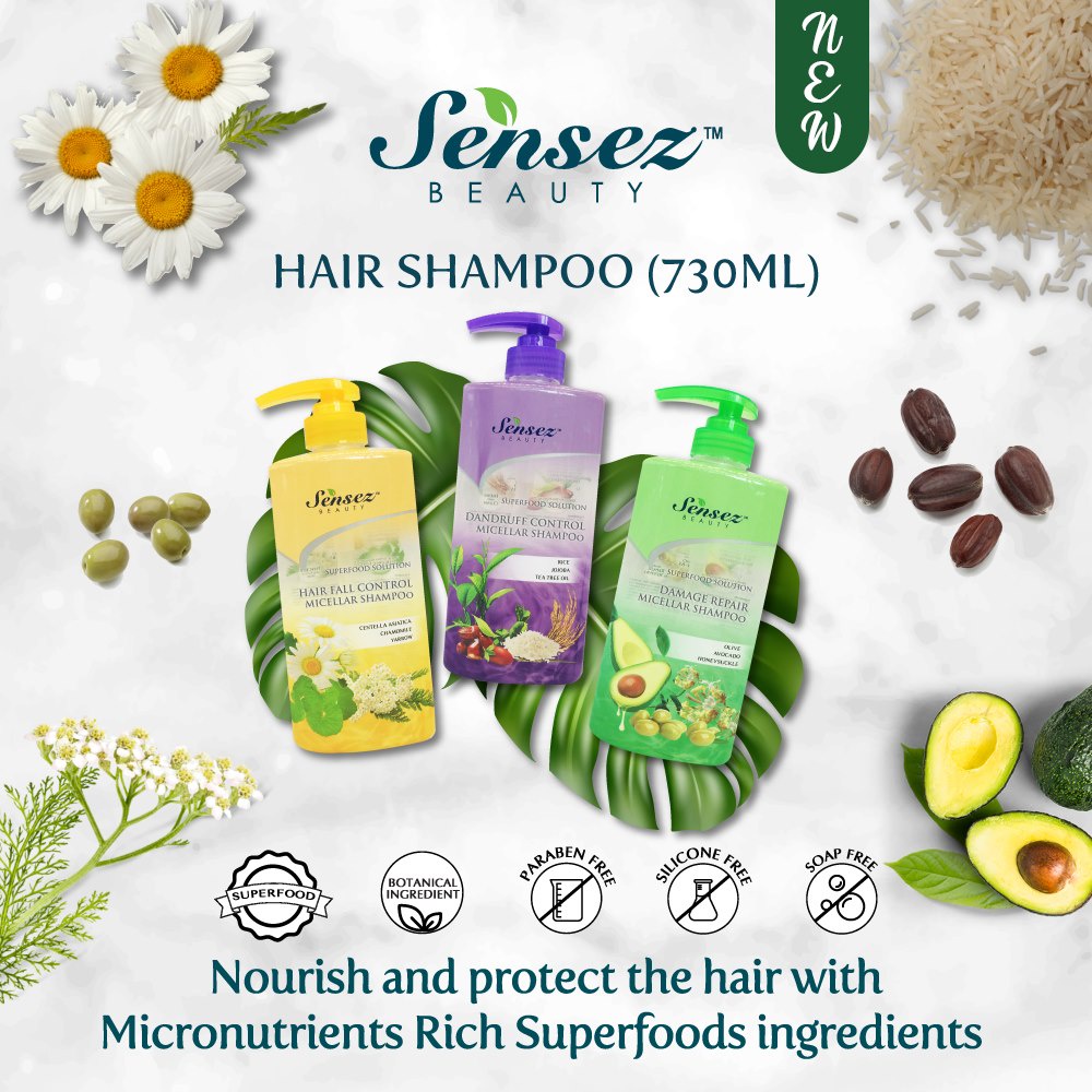 SENSEZ Beauty Superfood Solution Micellar Shampoo 730ml (Hair Fall ...