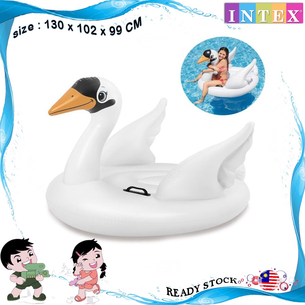 INTEX 57557 (NP44) Giant Swim Swan Ride-On Pool Float Inflatable Water ...