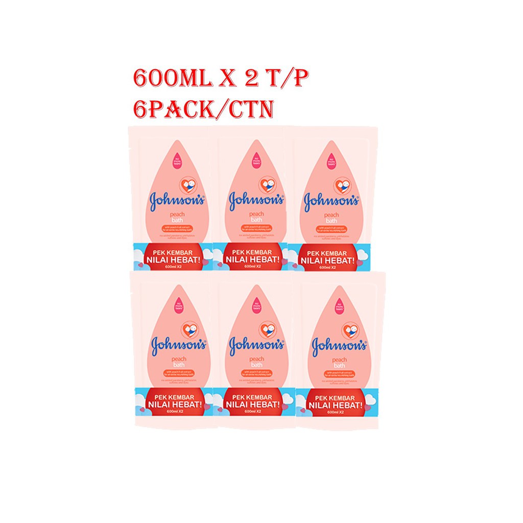 johnson's baby bath peach refill 600ml x 2 twin pack (6 twin pack/ctn ...
