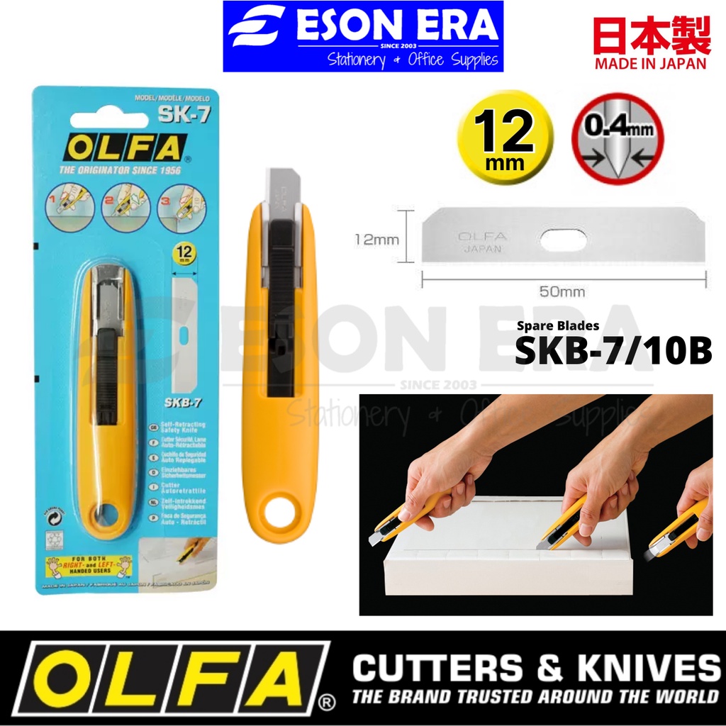 Olfa SK-7 Self-Retracting Safety Knife Made in Japan Knife Pisau (Blades SKB-7/10B) | Shopee ...